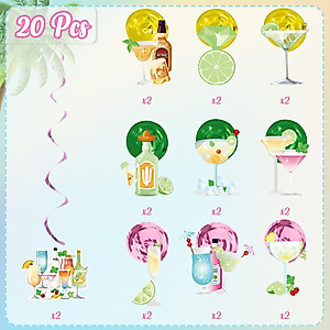 20 pcs Margs and Matrimony Bachelorette Hanging Swirls Party Decorations Margarita Martini Cocktail Birthday Party Decor Whirls Ceiling Swirls Mexican Fiesta Carnival Cinco De Mayo Party Streamers