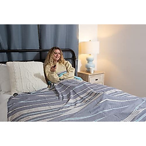 InfuseZen Turkish Cotton Throw Blanket with Diamond Weave – Lightweight Sofa Throw – Handwoven Bed Cover - Large 86” x 69” (Navy)