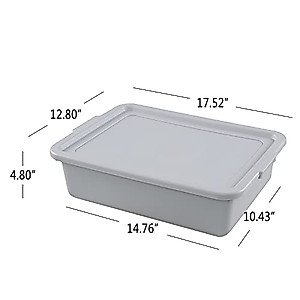 Wekioger 3 Pack Bus Tubs Commercial, 13 L Meat Tubs with Lids, Silver Grey
