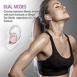 Purity True Wireless Earbuds with Immersive Sound, Bluetooth 5.0 Earphones in-Ear with Charging Case Stereo Calls/Built-in Microphones/IPX5 Sweatproof/Pumping Bass for Sports, Workout, Gym - Pink