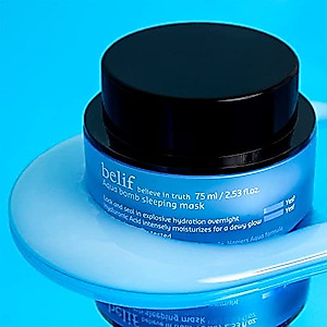 belif Aqua Bomb Sleeping Mask - Korean Jelly Night Cream, Skin Barrier Repair Overnight Moisturizer, Lightweight, Hydrating & Plumping, Napiers Herbal Formula, 1.6 fl oz