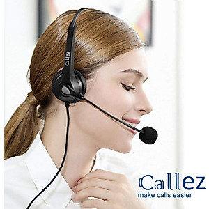 USB Headset with Microphone Noise Cancelling & Audio Controls, Stereo Computer Headphones for Business Skype UC Lync Softphone Call Center Office, Clearer Voice, Super Light, Ultra Comfort