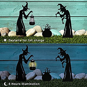Kurala Halloween Solar Light Outdoor, Witch Shaped 3 Pack Retro Warm White LED Lights Waterproof, Stake Lights for Walkway, Yard, Lawn, Patio, Porch, Garden Decoration.