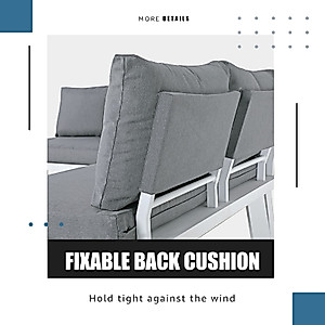 Soleil Jardin 4-Piece Outdoor Patio Furniture Set L-Shaped Aluminum Sectional Sofa with Coffee Table All-Weather Patio Conversation Set with Cushions, White