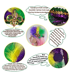Myjoyday Women's Fascinators, Feathers Tea Party Hat, Veil Headband with Hair Clip for Cocktail Church (Yellow & Purple & Green)