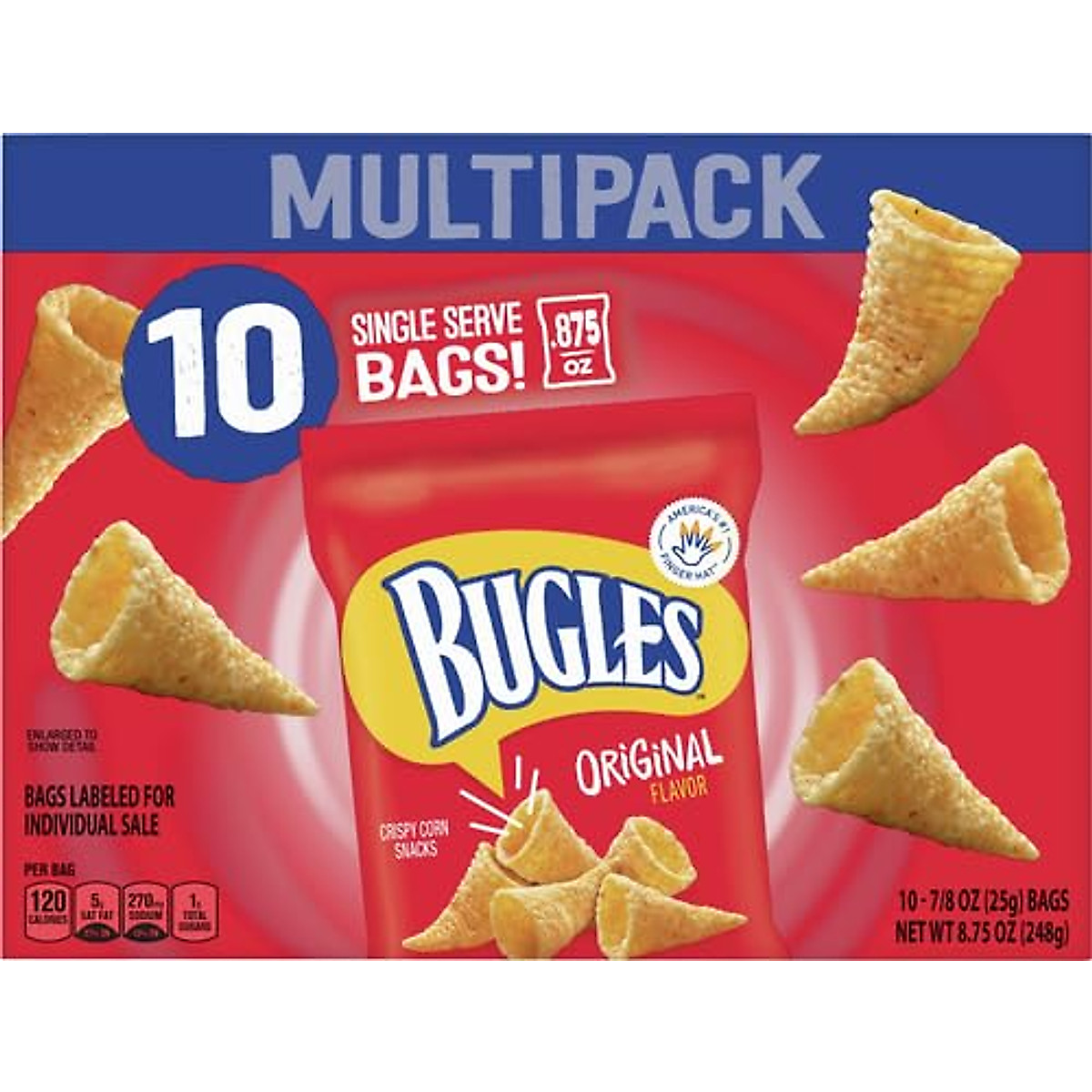 Bugles Crispy Corn Snacks, Original Flavor, Snack Bag, 8.75 oz