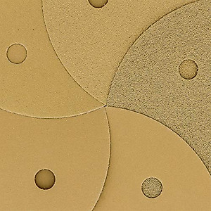 Dura-Gold - Premium - Variety Pack - 5" Gold Sanding Discs - 5-Hole Dustless Hook and Loop for DA Sander - Box of 50 Finishing Sandpaper Discs for Woodworking or Automotive