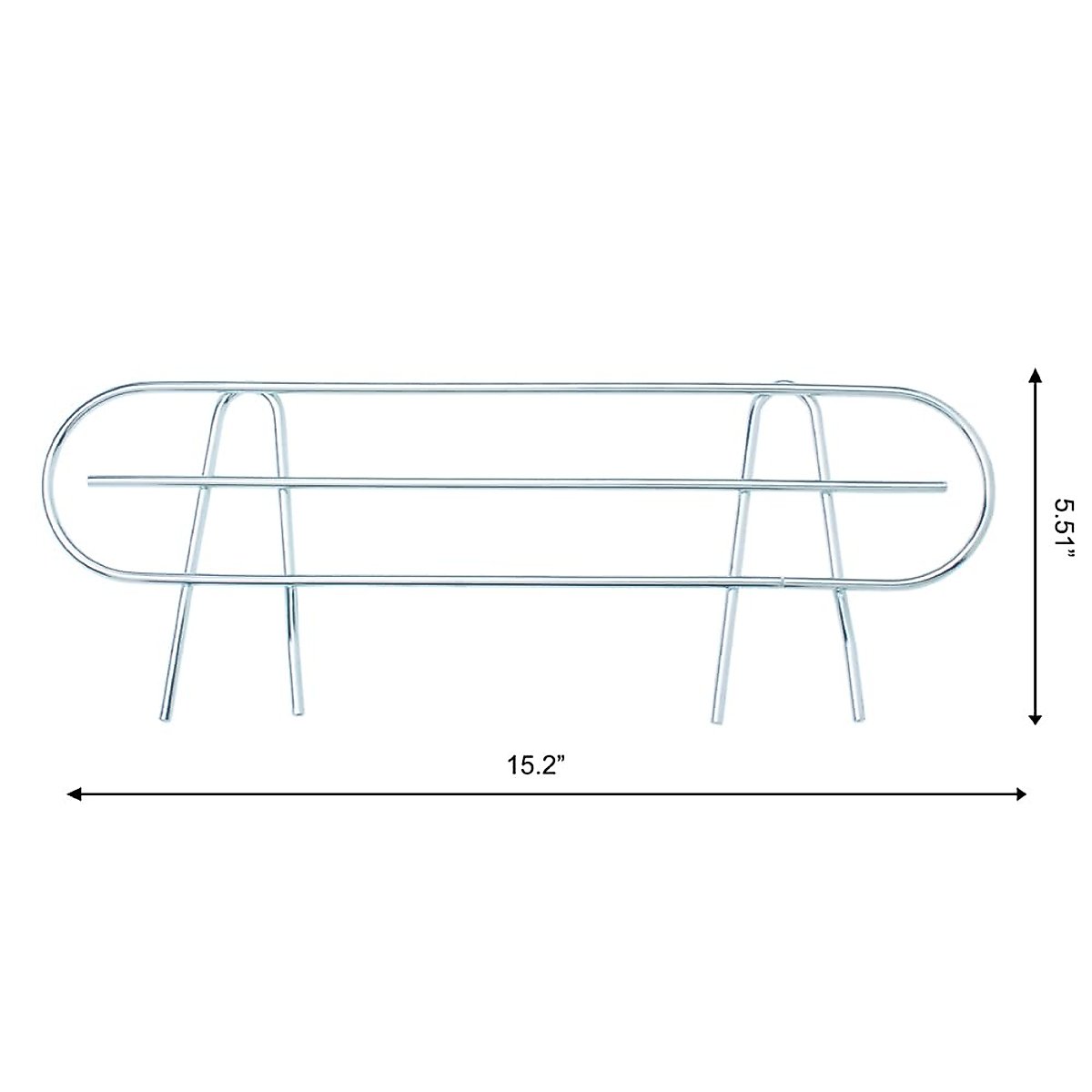Home Storage Space 15" Length Wire Shelf Side Ledge, Fits On 18" Deep Wire Shelf, Chrome Color, 2-Pack