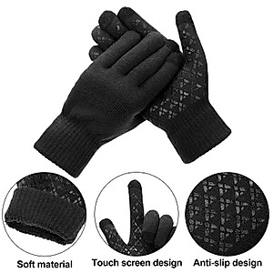 SATINIOR Trapper Hat Gloves Set, Warm Winter Hats Hunting Hat with Mask Ear Flaps, Winter Touchscreen Gloves for Women Men Black