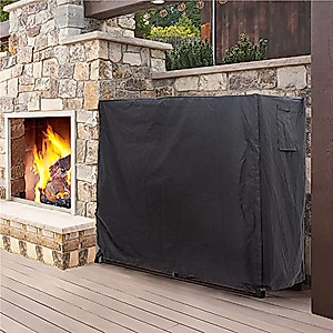 Coverify Heavy Duty Waterproof 600D Oxford Fabric Firewood Log Rack Cover, Black, 4-Feet