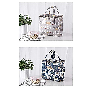 Kwang Min Llama Insulated Lunch Bag, Reusable Cooler/Organizer for Office,School,Picnic,Party,Beach.Durable fabric w/Water &Scratch Resistance,Light, EZ to Clean,Ideal Gift for BTS/Normal(Navy)