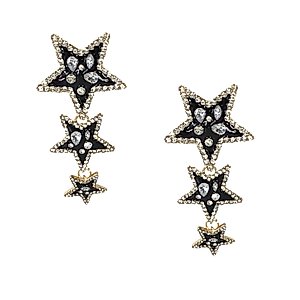 B Jewelry Collection Super Star Trio Drop Earrings, Black
