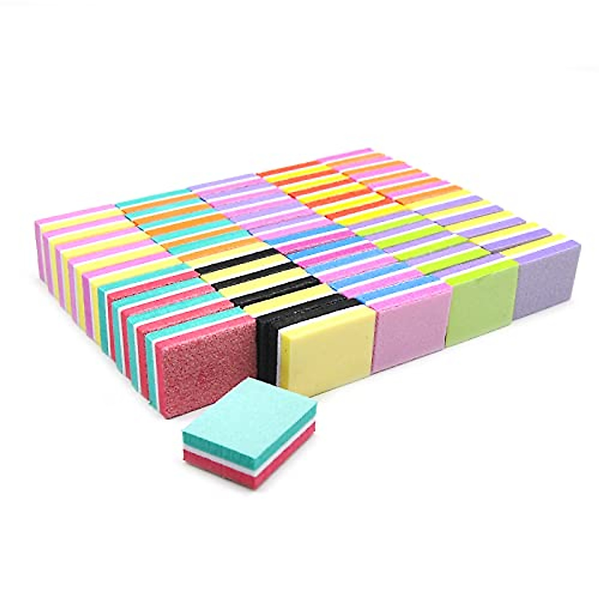 YUANBOO 50 Pcs/lot Colorful Mini Sponge Nail Files Double-Side 100/180 DIY Emery Board Nail Buffering Files Salon Manicure Art Tools (Color : Blue Purple)