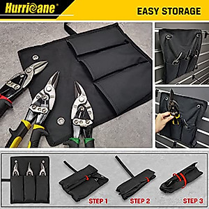 Hurricane 3 pc Aviation Tin Snips Set, Metal Cutter Shear for Cut Sheet Metal, Chrome Vanadium Steel, Straight Left and Right, Ergonomical TyreGrip Handle with Hang Hole and Safety Latch