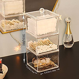 ZEQIDOU Hair Accessories Organizer, Hair Organizer Storage, Acrylic Headbands Holder, Hair Tie,Hair Tools,Scrunchie Storage Organizer, Clear 3 Stackable Holder with Lids for Organizing