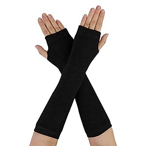 Allegra K Unisex Classic Fashion Stretch Fingerless Arm Warmers Oversleeve One Size Black