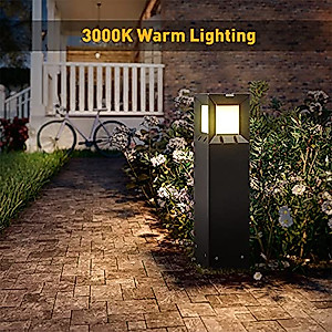 Linkmoon Solar Landscape Path Light with IP54 Waterproof Luxury 3000K LED Lighting, 32 Inches Modern Outdoor Bollard Lighting for Lawn, Patio, Courtyard and Driveway Decoration
