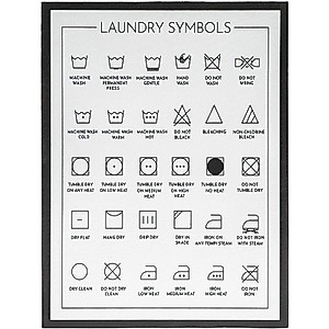 Juvale Framed Laundry Symbols Wall Art Canvas, Laundry Room Decor Sign (12 x 16 In)