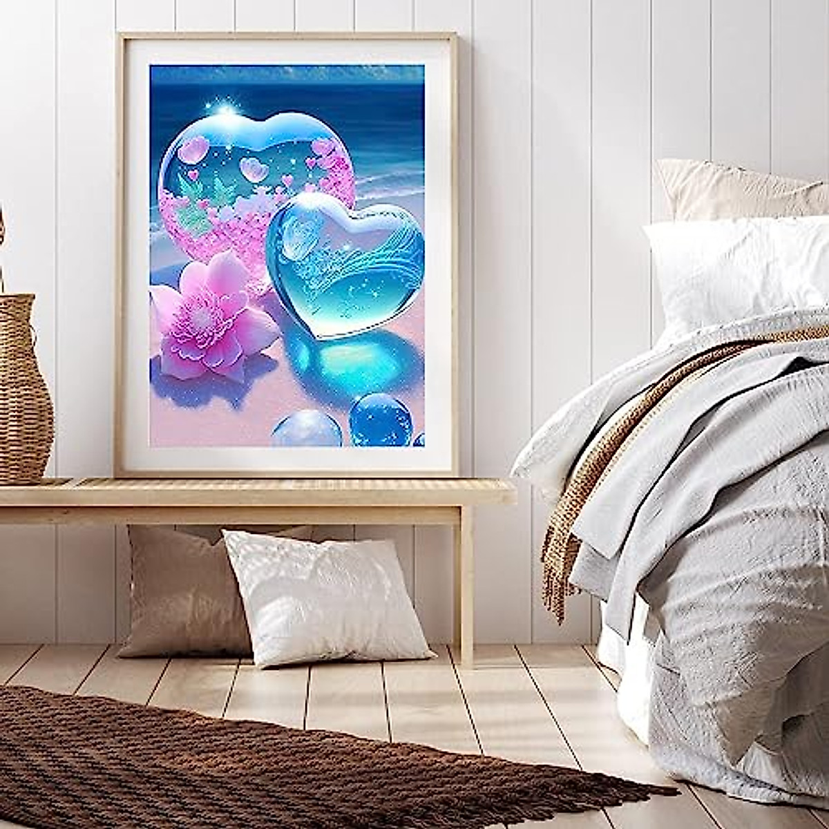 JFYHAB Love Diamond Painting Kits,Diamond Art Kit, Sea Beach Paint by Numbers for Adults and Kids Beginner 5D Diamond Painting Kits for Adults Full Drill Round for Wall Decor,Gift,Relaxing12x16