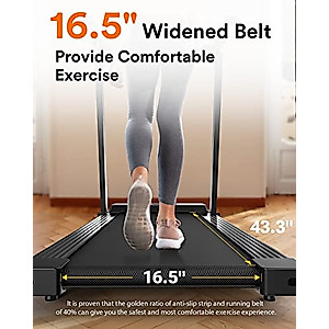 UREVO Portable Folding Treadmills for Home, Max 3.0 HP Running Walking Treadmill with 12 Pre Set Programs and Wider Tread Belt, Adjustable Display, Pause Detection