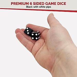 MR CHIPS D6 Standard 16 mm Opaque Dice with Pip Dots - 200 Pack - Black