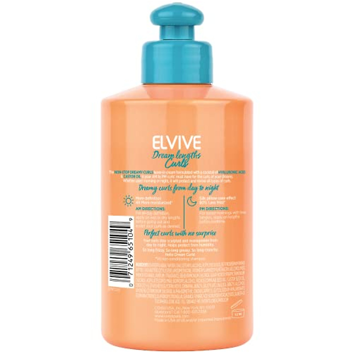 L’Oréal Paris Elvive Dream Lengths Curls Non-Stop Dreamy Curls leave-in conditioner, Paraben-Free with Hyaluronic Acid and Castor Oil. Best for wavy hair to coily hair, 10.2 fl oz