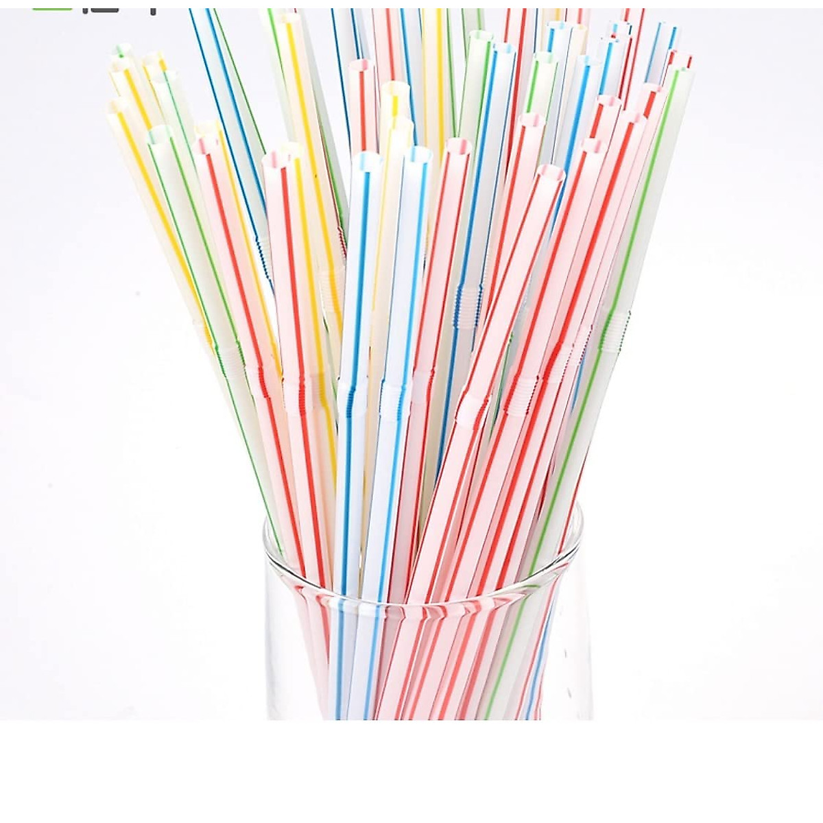 Straw Dispenser for Pencils with Stainless Steel Lid, Clear Acrylic Straw Holder, 100 Striped Plastic Straws