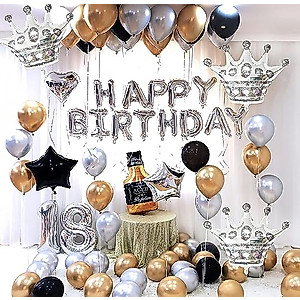 5PCS 30inch Silver Crown Balloons Crown Shaped Foil Mylar Balloons for Baby Shower Kids' Girls Wedding Birthday Party Decorations