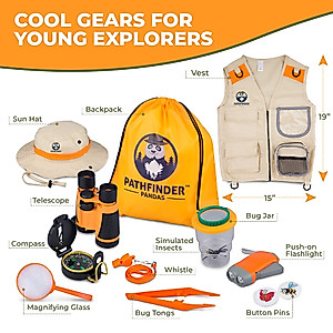 Kids Explorer Kit with Safari Vest & Hat for 3-12 Year Old Boys & Girls - Safari Costume Kids, Zoo Keeper, Paleontologist, Bug Kit & More - Giftable STEM Outdoor Explorer Kit for Kids + Bug Ebook