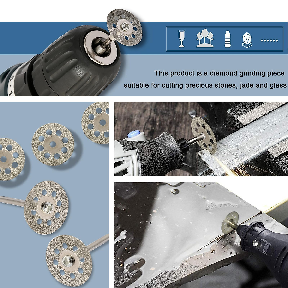 Diamond Burr Set for Dremel, Rotary Tool Grinding Cutting Wheel Stone Glass Tile Jewelry Engraving Rock Etching Masonry 1/8” Die Grinder Carving Cutter Metal Engraver Kit - 32pc Set