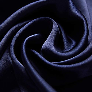 Womens Silk Satin Pajamas Set Sleepwear Loungewear Navyblue L