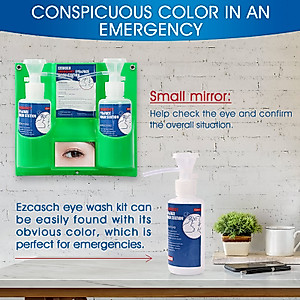 Ezcasch Eye Wash Emergency Eyewash Station Portable Double 500ML Bottles Eye Washing Cup Kit, OSHA Approved, NOT Include Solution, Each Bottle with 2 Different Cups.