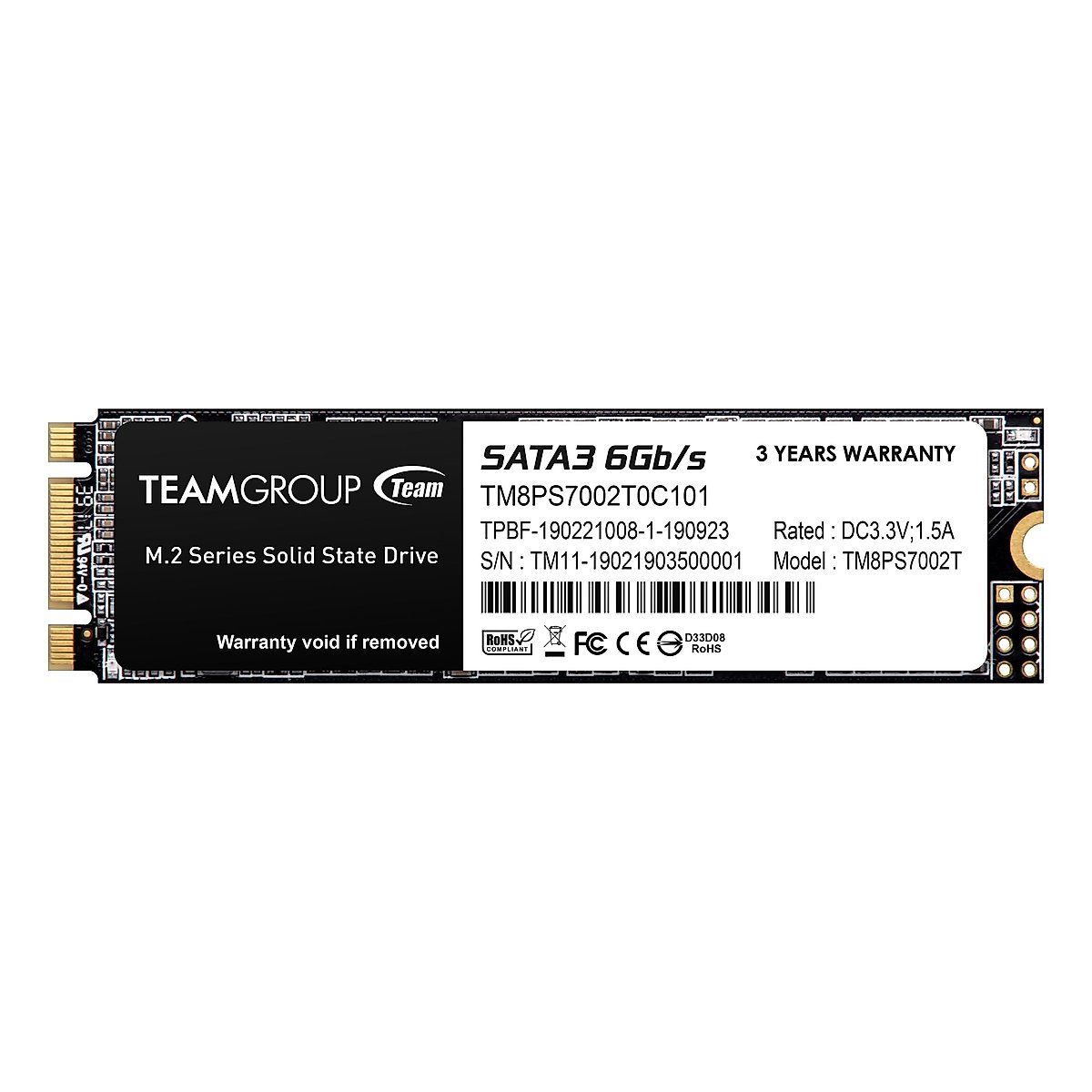 TEAMGROUP MS30 2TB with SLC Cache 3D NAND TLC M.2 2280 SATA III 6Gb/s Internal Solid State Drive SSD (Read/Write Speed up to 550/500 MB/s) Compatible with Laptop & PC Desktop TM8PS7002T0C101