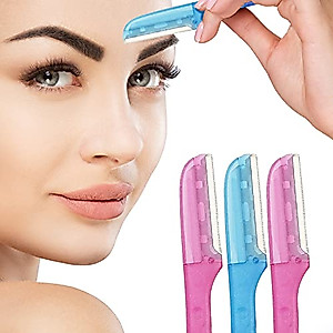 Nylea 3-Pack Eyebrow Razor Trimmer for Women Face [Extra Precision] Peach Fuzz Remover | Disposable Dermaplane Facial Hair Shaper | Dermaplaning Shaving Removal Tool - Facial Shave Shaver Blades