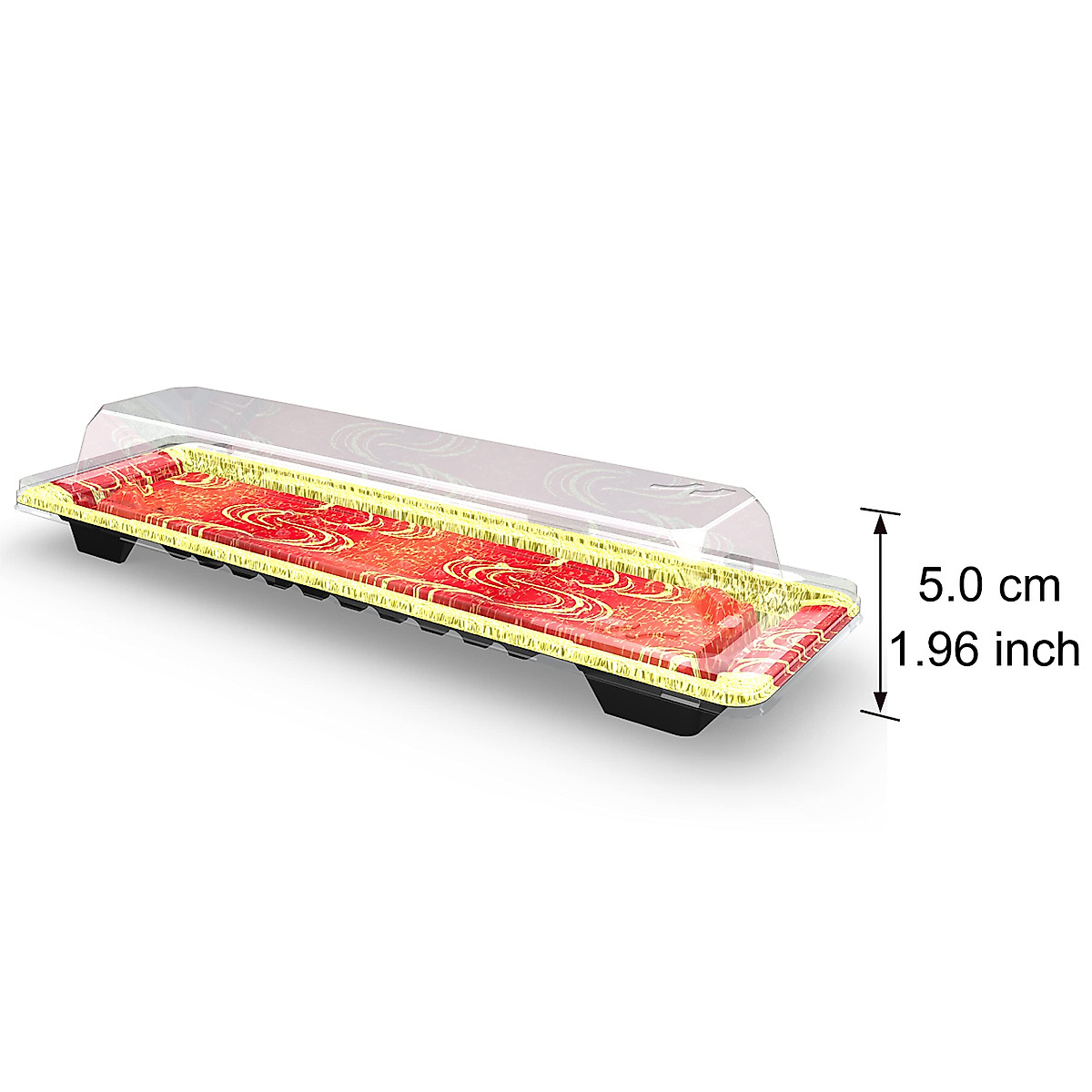 SEABOOM Sushi Container Sushi Tray Sushi Plate Sushi display 13x4-Inch Takeout Container With Clear Lid 200 sets RED
