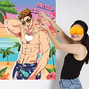 Roscid Bridal Shower Games Bachelorette Party Games Funny Party Game - Pin Hair on The Hunk 24 Players, Birthday Party Game Girls Nights Party Game Pin The Game, Engagement Party Games