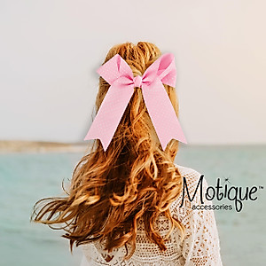 Jumbo Bow Clip with Tails Small Polka Dots Hairbow, 1 Piece (LIght Pink)