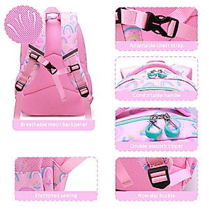 Robhomily Girls Backpack for Elementary Kindergarten Pink Kids Backpack for Girls School Backpack Lightweight Bookbags