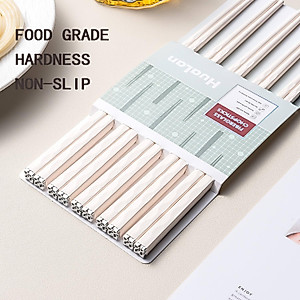 HuaLan 5 Pairs Fiberglass Chopsticks, Reusable Chopsticks Dishwasher Safe, Lightweight Chop Sticks,Japanese Chinese Chopsticks Sets,Non-Slip, 9 1/2 inches,Ivory White