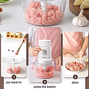 Homeleader Electric Food Chopper - Blender and Food Processor Combo, 3 in 1 Food Grinder Electric for Meat, Vegetables, Fruits, Coffee, 8 Cup Glass Bowl with 2 Speeds and 4 Stainless Steel Blades, Coffee Grinder, Meat Chopper