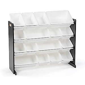 Humble Crew, Black with White Extra-Large Supersized Storage Organizer, Plastic Bins & Espresso/White Kids Book Rack Storage Bookshelf, 4 Tiers
