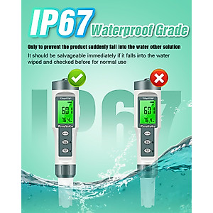Digital pH Meter Tester Pen With 3 Calibration Powders, 0.01 Accuracy, Pocket Size, LCD Display for Household Drinking, Pool and Aquarium