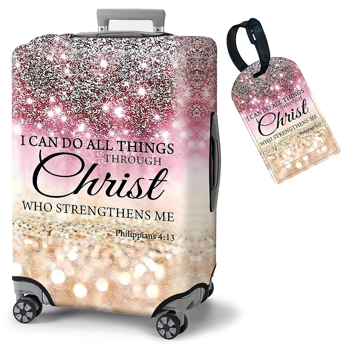 Luggage Covers for Suitcase TSA Approved,Elastic Washable Suitcase Cover Protector, I can do all things through christ Luggage Cover Sleeve Wrap for 19/ 20/ 21 Inches Suitcase Travel Accessories
