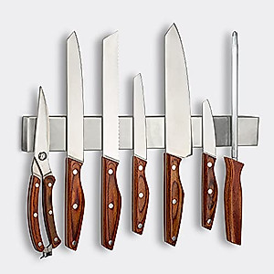 Professional 8-Piece German High Carbon Stainless Steel Kitchen Knife Set, Premium Forged Full Tang Chef Knives Set with Wood Block