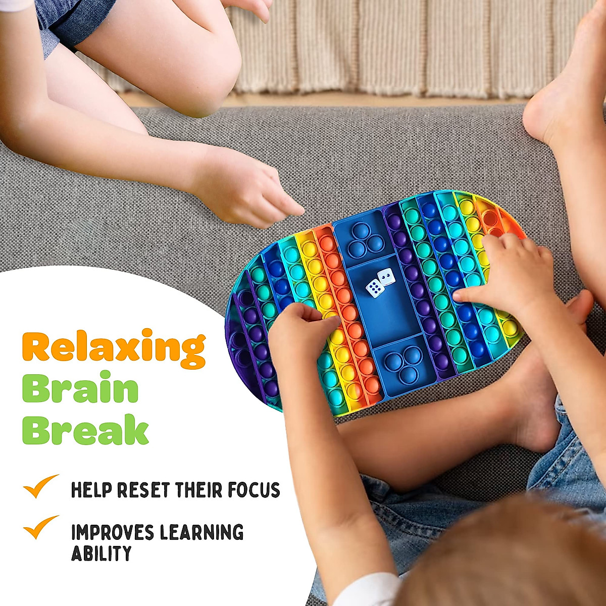 Gifts Of Joy - Jumbo XL Fidget, Multiplayer Fidget Game Board, Interactive Sensory Board, XL Fidget Game w/ Dice & Game Instructions, Pop Fidget for Up to 2 Players