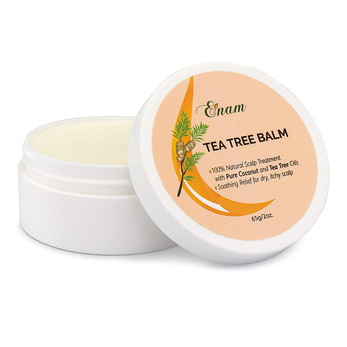 Enam Hair Balm - Natural Conditioner for Dry, Itchy Scalp - Tea Tree, Rosemary, Argan, Peppermint Oils - Soothes Dandruff, White Flaky Scalp - Stimulates Scalp - 2 Fluid Ounces