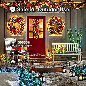 ECOWHO Christmas String Lights Outdoor, 66ft 200 LED Battery Operated Warm White Fairy Twinkle Lights Indoor with Remote, IP65 Waterproof, 8 Lighting Modes for Xmas Tree Garden Holiday Bedroom Decor