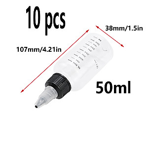 Risbay Transparent Plastic Squeeze Bottles,10Pcs 60ml Transparent and Black Plastic Squeeze Dispensing Bottles for Ink,Oil,Gel,Glue