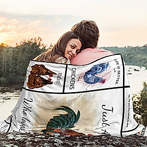Just A Girl Who Loves Chickens Throw Blanket Soft Farm Chicken Blankets for Women Men Lightweight Throw for Farm Decor Bed Sofa