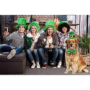 Vehomy Pet Dog Saint Patrick's Day Costume - Green Dog Top Hat and 2pcs Shamrock Dog Saint Patrick's Day Bow tie Collars for Dogs Cats Puppy Kitten (3Pcs)